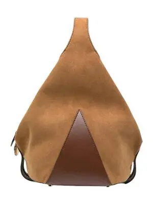 Stella McCartney Suede Effect Tote Bag With Logo Charm - Brown