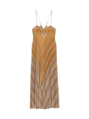 FORTE_FORTE Pleated Metallic Maxi Dress - Yellow
