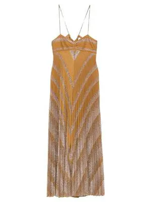 FORTE_FORTE Pleated Metallic Maxi Dress - Yellow