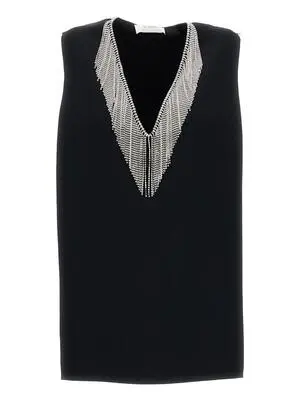Sportmax Sleeveless V-neck Rhinestone Appliqué Top - Multicolor