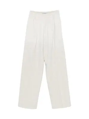 Prada Wide Leg Cotton Trousers - Gray