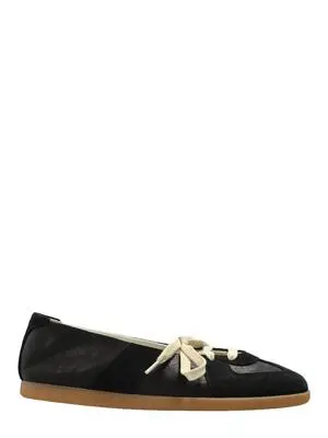 MAISON MARGIELA Suede Panel Lace-up Ballet Flats - Black