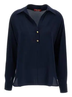 Max Mara MAX MARA STUDIO Silk Crêpe De Chine Polo Shirt Multicolor