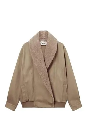 Stella McCartney Faux Shearling Trim Bomber Jacket - Cream