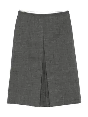 Prada Pleated Skirt With Triangle Patch - Gray
