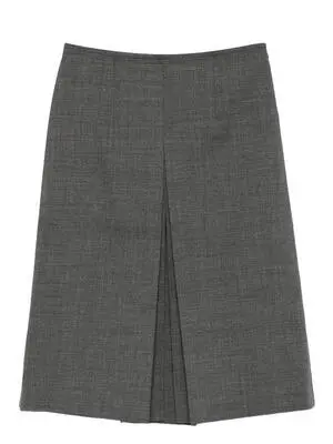 Prada Pleated Skirt With Triangle Patch - Gray