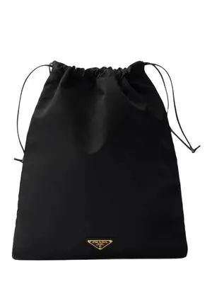 Prada Re-nylon Wish Pouch With Leather Detailing - Black