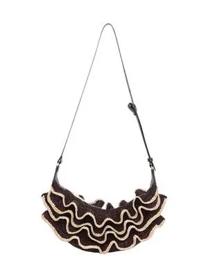 Zimmermann Shoulder Bag With Ruffled Detailing - Brown