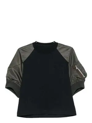 Sacai Paneled Crewneck T-shirt With Zip Pocket - Blue