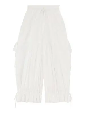 GANNI Tapered Trousers With Drawstring Waistband - White
