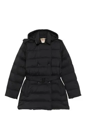 Burberry Padded Double-breasted Coat With Detachable Hood - Black