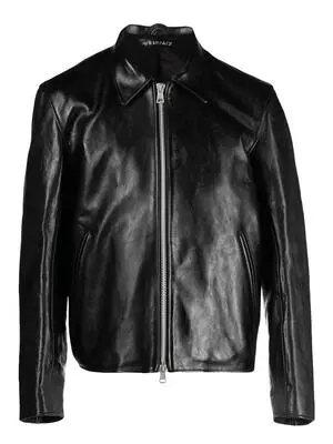 Our Legacy Calf Leather Zip-up Jacket - Black