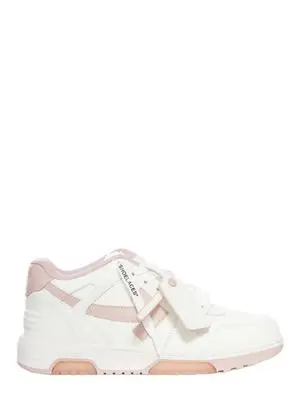 Off-White Leather Trainers With Pink Accents - White
