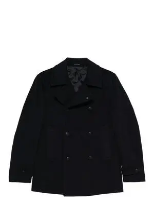 Tagliatore Navy Double-breasted Cashmere Blazer - Blue