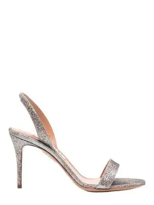 AQUAZZURA Glitter Effect Slingback Stiletto Sandals - Silver