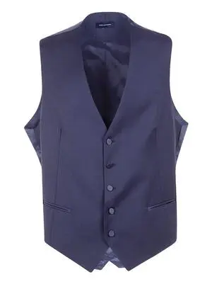 Tagliatore Wool V-neck Sleeveless Vest - Blue