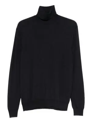Malo MALO Black Virgin Wool Roll Neck Jumper Black