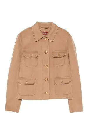MAX MARA MAX MARA STUDIO Brown Tweed Jacket With Classic Collar And Flap Pockets