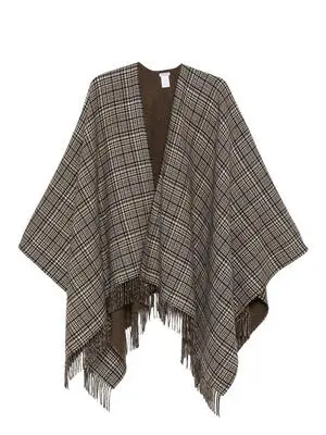 Brunello Cucinelli Check Pattern Cashmere Cape - Cream