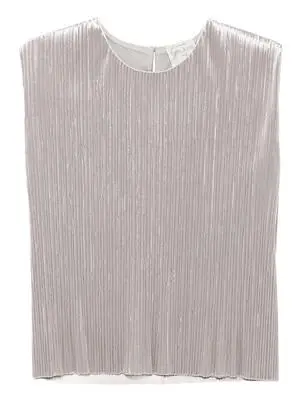 FORTE_FORTE Plissé Effect Sleeveless Top - Silver