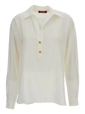 Max Mara MAX MARA STUDIO Crêpe De Chine Polo Shirt Multicolor