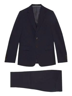 Gucci Gg-print Single-breasted Wool Suit - Black