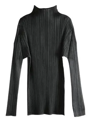 Issey Miyake Mock Neck Long-sleeved Top - Black