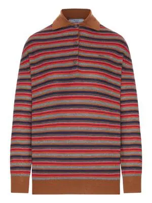 Prada Striped Long-sleeve Knit Top - Brown