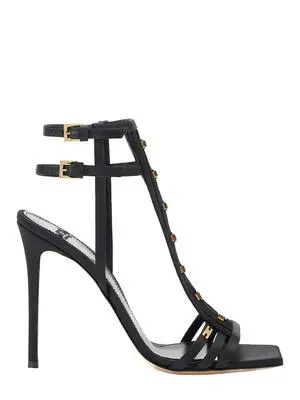 Elisabetta Franchi Sheer Patchwork Buckle Sandals - Black