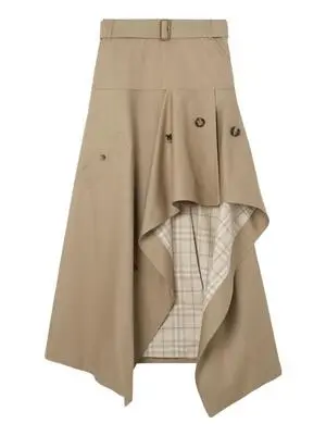 Burberry Cotton Gabardine Trench Skirt - Multicolor