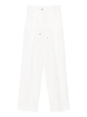 Moncler MONCLER White Wool Trousers With Drawstring Waist Multicolor