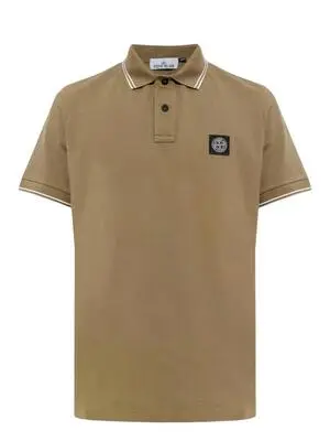 Stone Island Logo-patch Tipped Polo Shirt - Brown