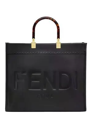 Fendi Sunshine Logo-embossed Tote Bag - Black