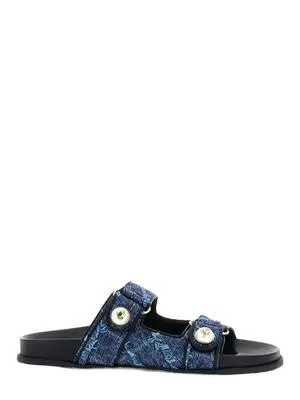 JIMMY CHOO Fayence Frayed Denim Sandals - Blue