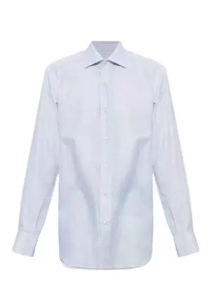 Brioni Check-print Cotton Shirt - Blue