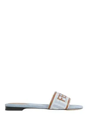 FENDI FENDI FF Nylon Denim And Leather Slides