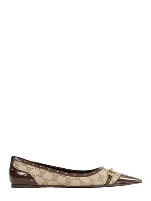 Gucci Savoy Ballerinas With Horsebit Detail - Beige