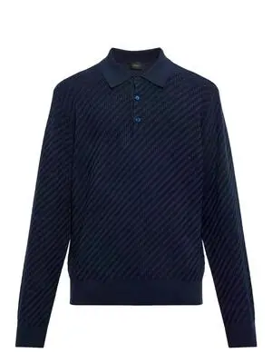 Brioni Long-sleeve Polo Sweater - Blue