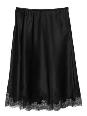 Carine Gilson Lace-trim Silk Skirt - Black