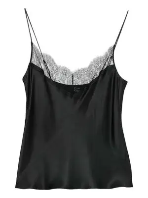 Carine Gilson Lace Trim V-neck Camisole - Black