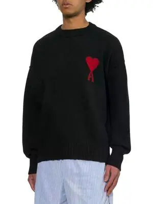 AMI Paris Wool De Coeur Sweater - Black
