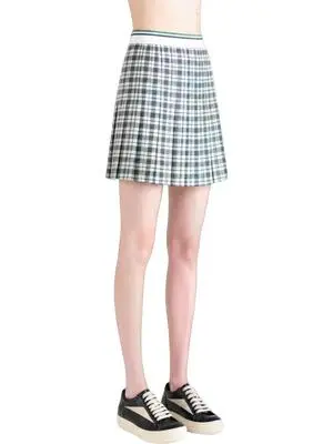 Burberry Check Pleated Mini Skirt - Blue