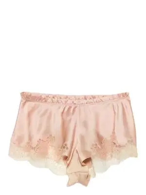 Carine Gilson Lace Trimmed Silk Pajama Shorts - Pink