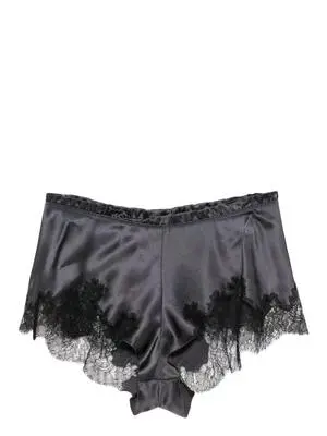 Carine Gilson Lace Trimmed Silk Shorts - Grey