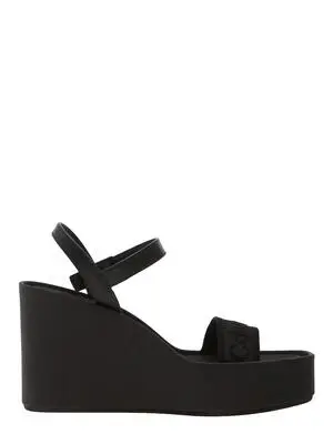 Calvin Klein Embroidered Logo Wedge Sandals - Black