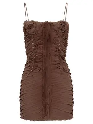 Magda Butrym Pleated Mini Dress - Neutral