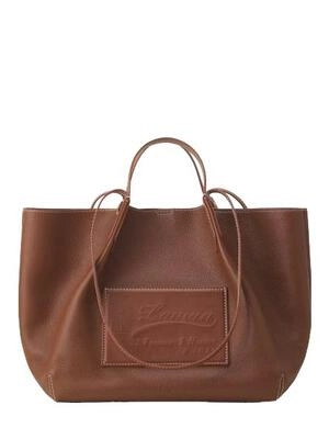 LANVIN Catch Tote Bag In Grained Leather - Chestnuts
