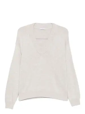 Brunello Cucinelli Cashmere And Silk Blend Sweater With Sequin Embellishment - Multicolor