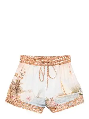Zimmermann ZIMMERMANN Mahon Linen Shorts With Island-Map Print Multicolor