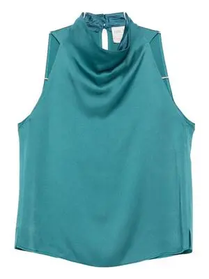 FORTE_FORTE Sleeveless High Neck Satin Blouse - Multicolor